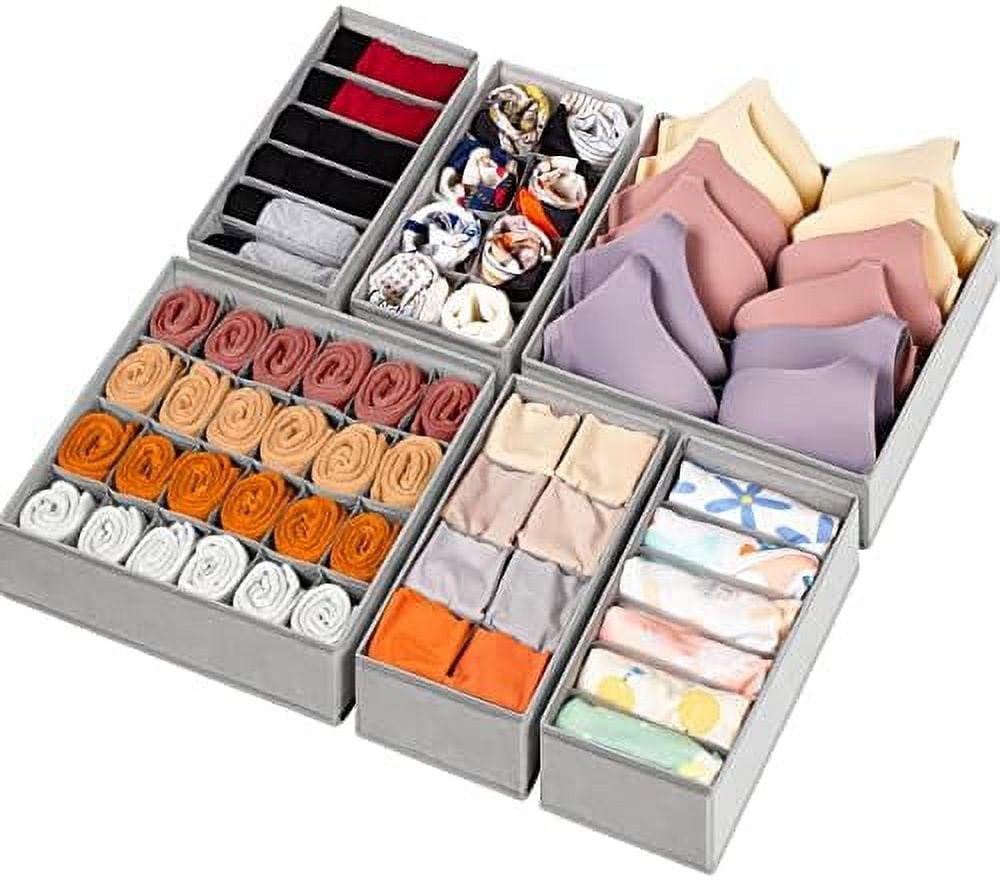 6 Pack Sock Underwear Drawer Organizer Dividers, 58 Cell Foldable ...