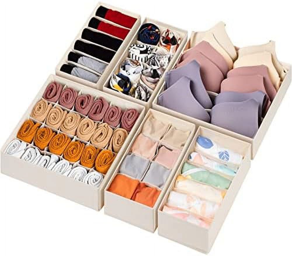 6 Pack Sock Underwear Drawer Organizer Dividers, 58 Cell Foldable ...