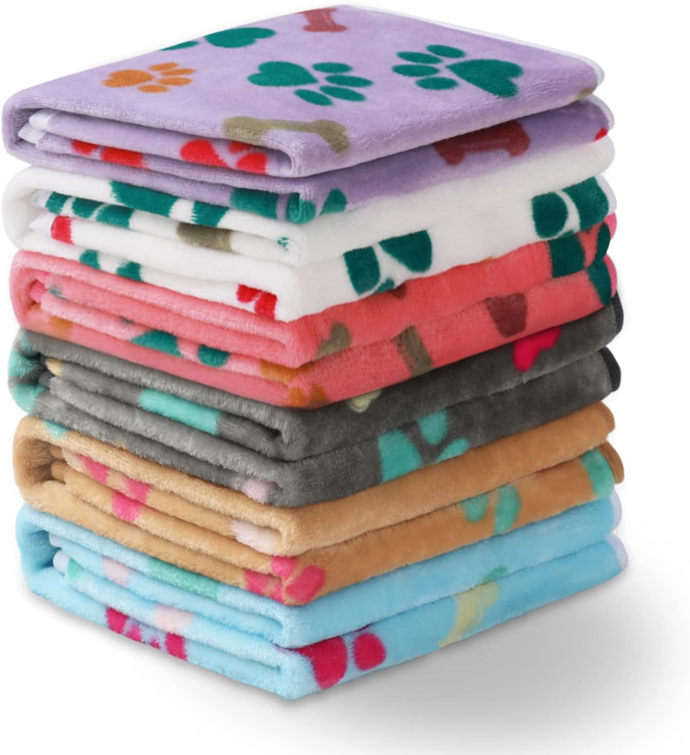 6 Pack Soft Fluffy Fleece Pet Blankets for Dogs and Cats - Small/Medium ...