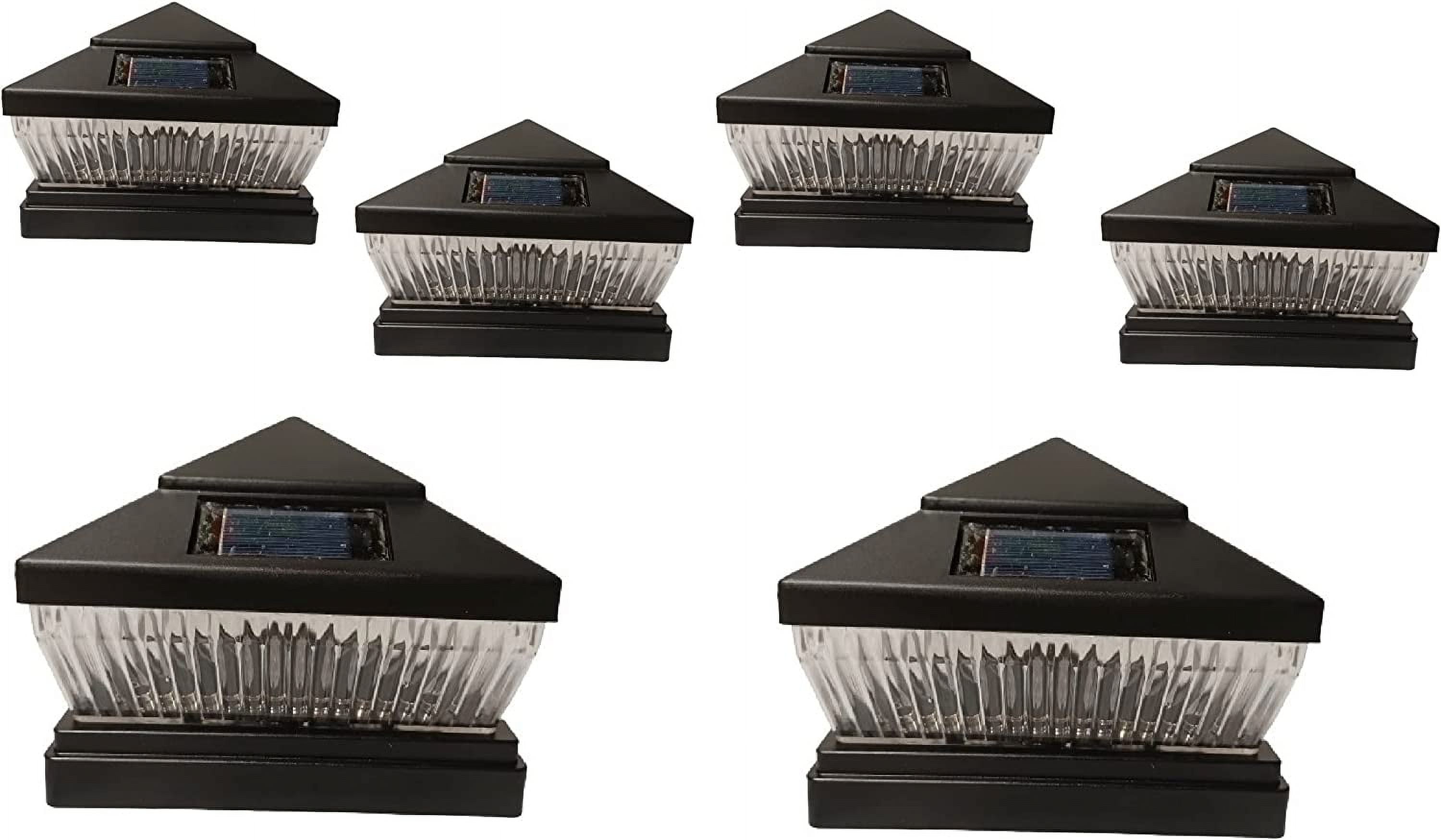 6 Pack Solar 4X4" Fence Post Cap Light with FIVE LED Bulbs BLACK Garden ...