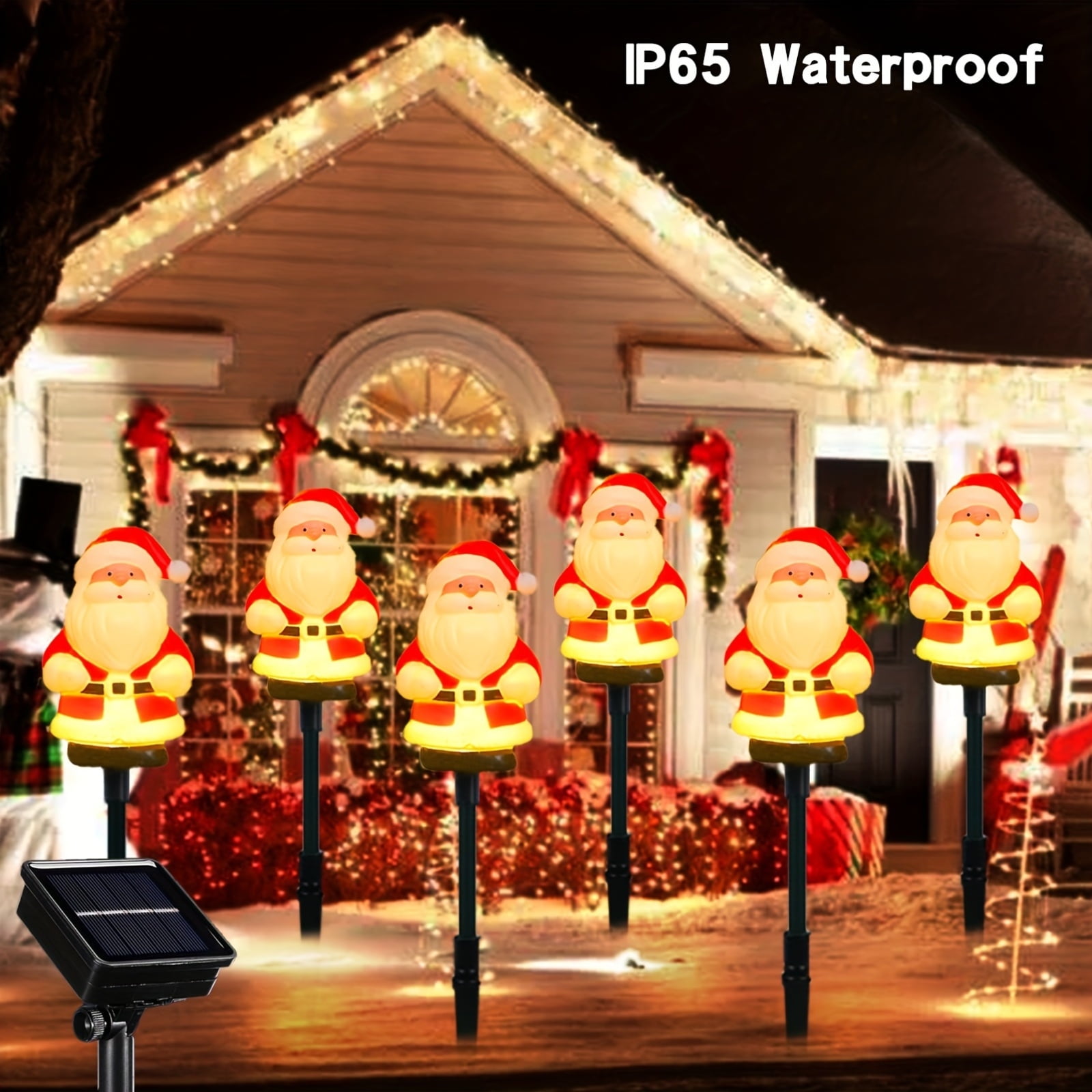 6-Pack Solar Christmas Pathway Stake Lights - Santa Claus Design, 8 ...