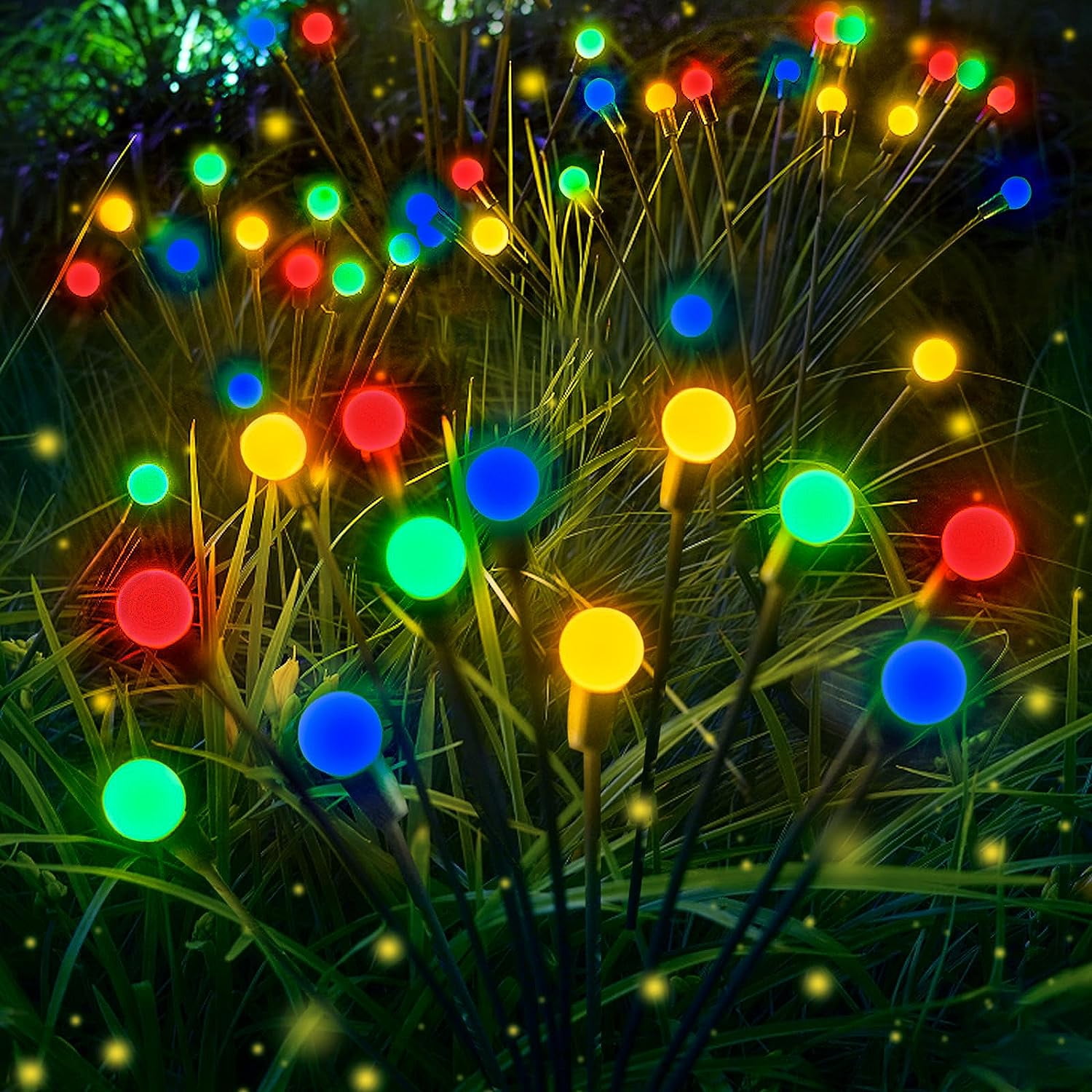 6 Pack Solar Garden Lights, 48 LED Firefly Lights Solar Outdoor ...