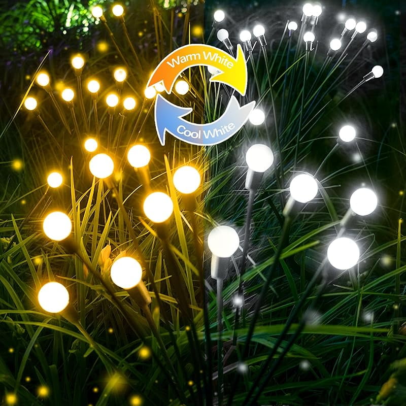 6-Pack Solar Garden Lights, 48 LED Solar Lights Outdoor for Garden Decor, Waterproof Firefly ...