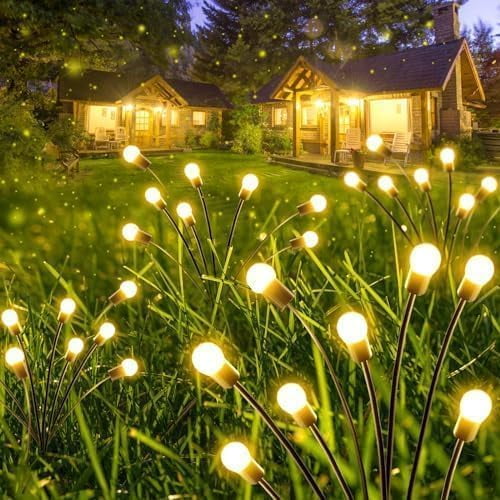 6-Pack Solar Garden Lights, 48 LED Solar Lights Outdoor for Garden Decor, Waterproof Firefly ...