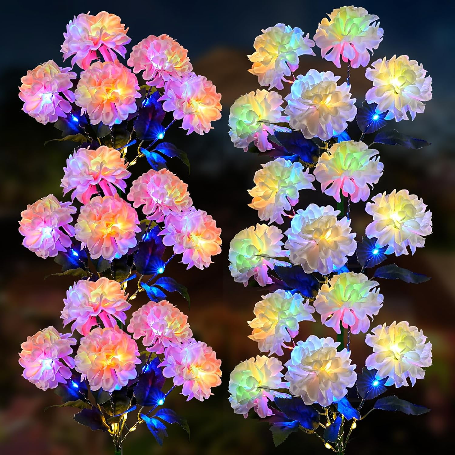 6 Pack Solar Garden Lights Outdoor, LED Colorful Waterproof Solar ...