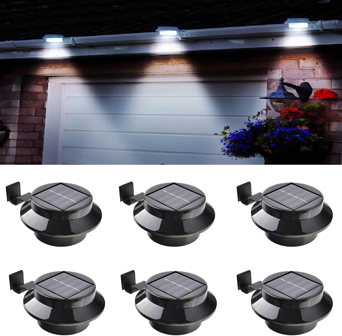 6-Pack Solar Gutter Led Lights, Outdoor Solar Fence Lights Deck Lights ...