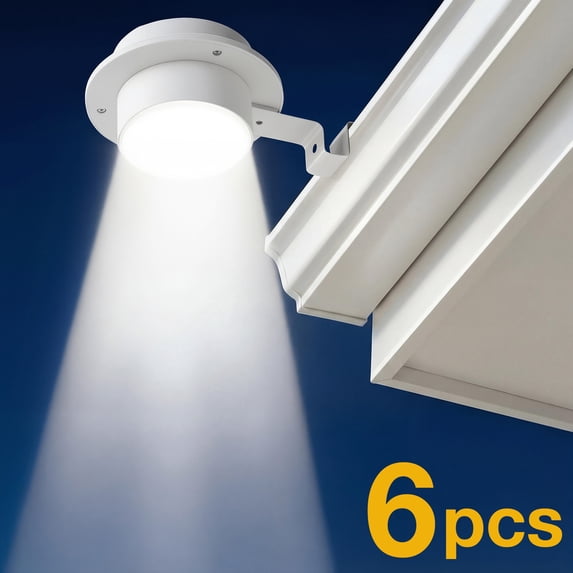 6 Pack Solar Gutter Light, Outdoor Solar Lights Waterproof With 3 LEDS ...