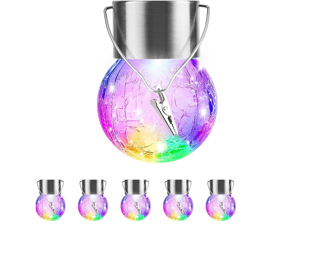 6 Pack Solar Hanging Lights Outdoor, Waterproof Solar Lanterns with ...
