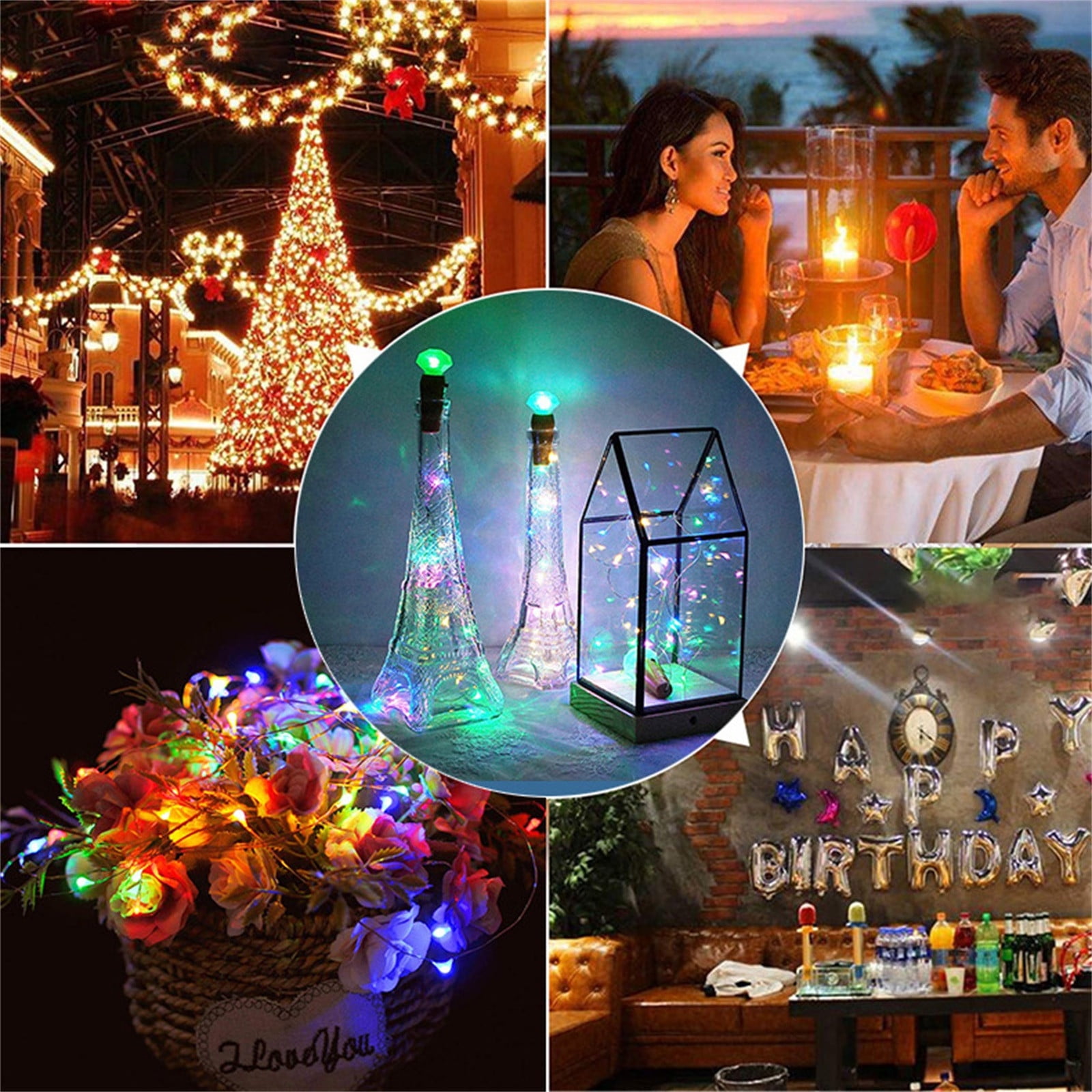 6 Pack Solar LED Bottle Lights with Copper Wire - Waterproof Cork ...