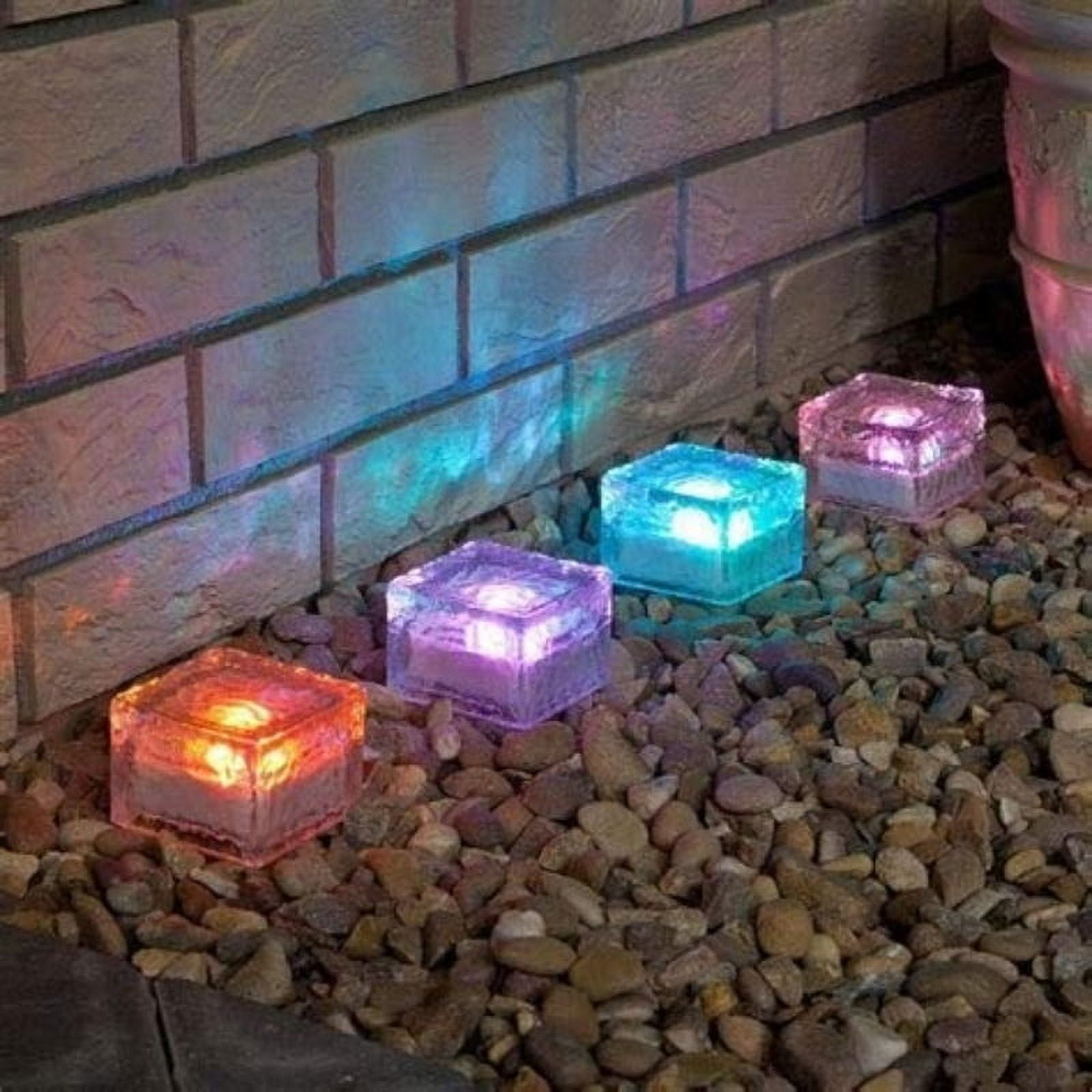6-Pack Solar LED Glass Brick Lights, Waterproof Ice Cube Pathway Lights ...