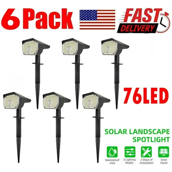 6 Pack Solar LED Light Motion Spotlight Outdoor Yard Landscape Pathway ...