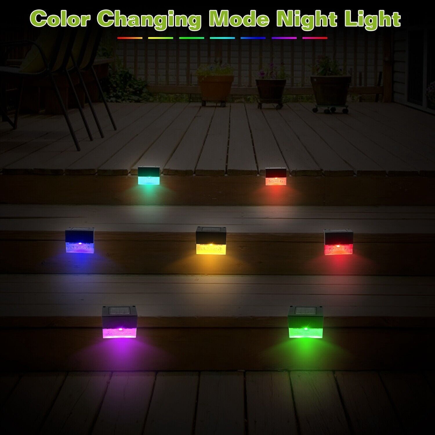 6 Pack Solar LED RGB Deck Lights Path Outdoor Garden Patio Stairs Step ...