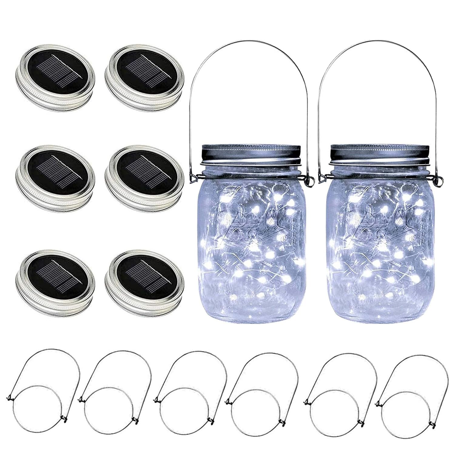 6 Pack Solar Mason OIF8 Jar Lid Lights for 30 Led Solar Mason Jar Lids ...
