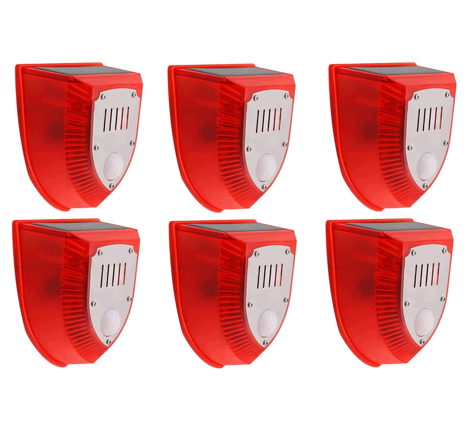 6-Pack Solar Motion Sensor Alarm Light - 129dB Gunshot & Dog Barking Sound, IP65 Waterproof ...