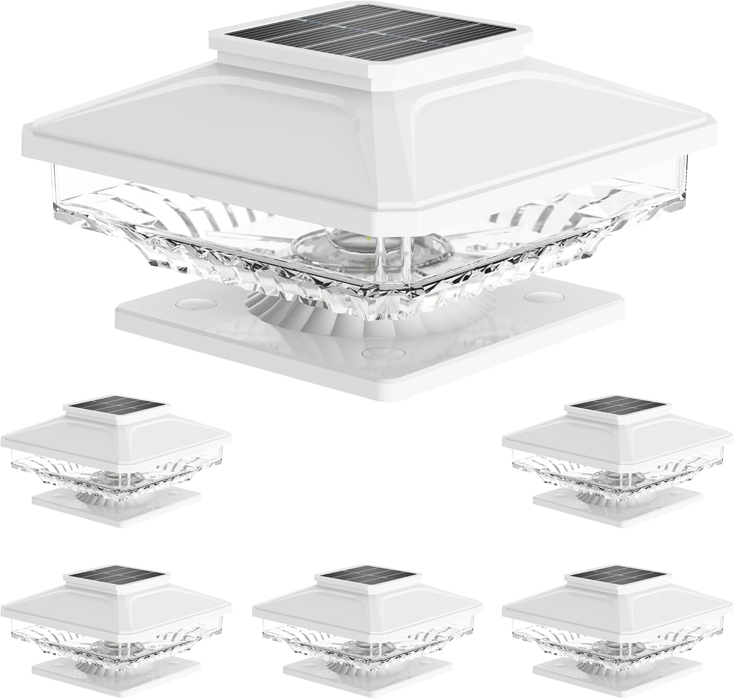 6 Pack Solar Outdoor Fence Post Lights with IP65 Waterproof, Deck Post ...