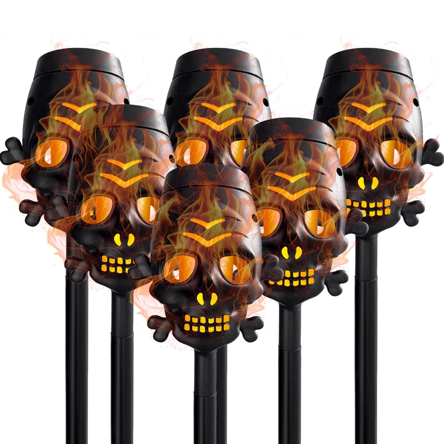 KIDSJOY Solar Outdoor Lights 6 Pack Flickering Flame Waterproof LED ...