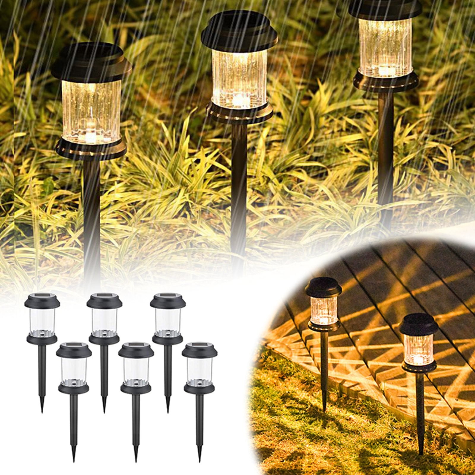 6 Pack Solar Pathway Lights, Garden Solar Lights Outdoor Waterproof ...