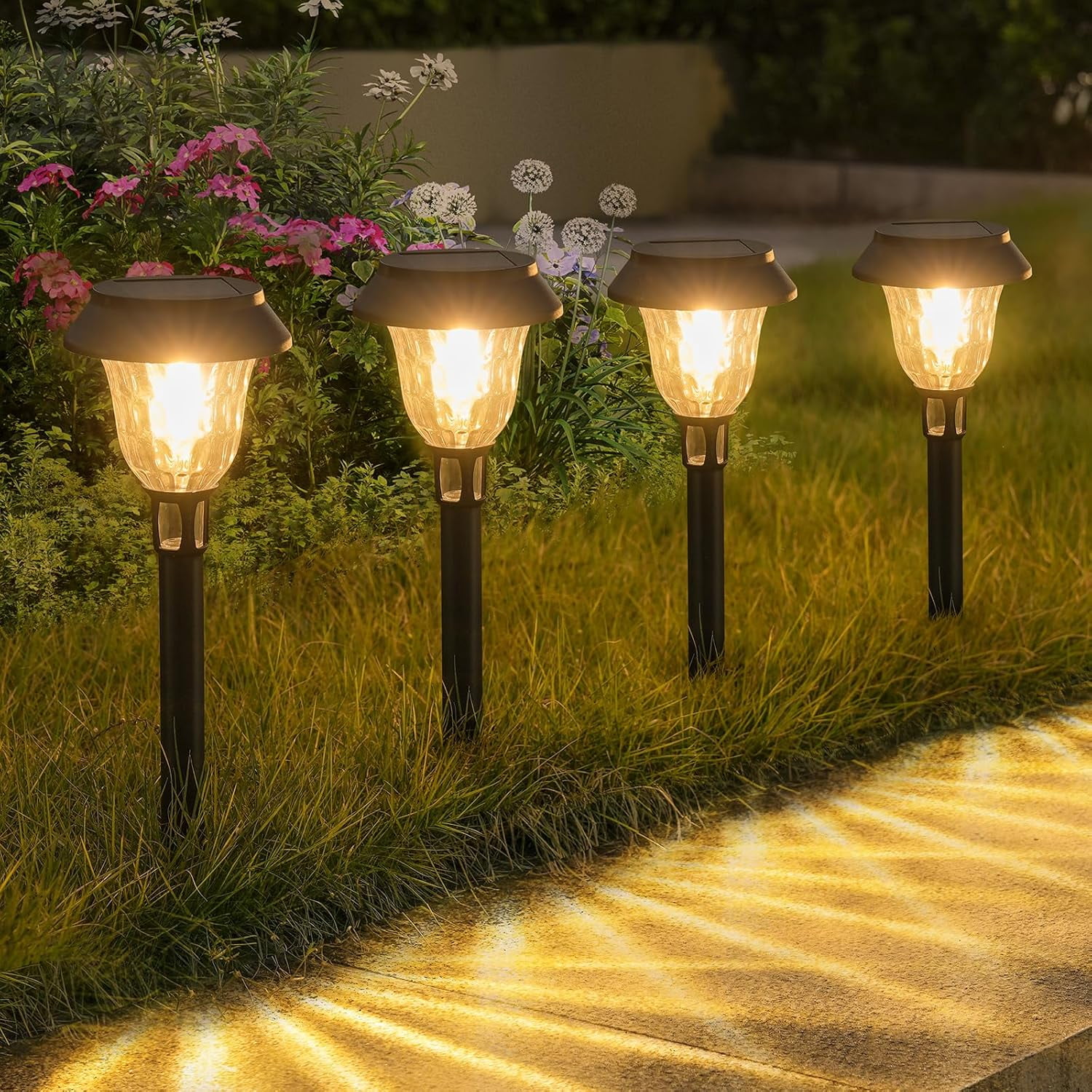 6 Pack Solar Pathway Lights Outdoor Waterproof,IP65 Solar Walkway ...