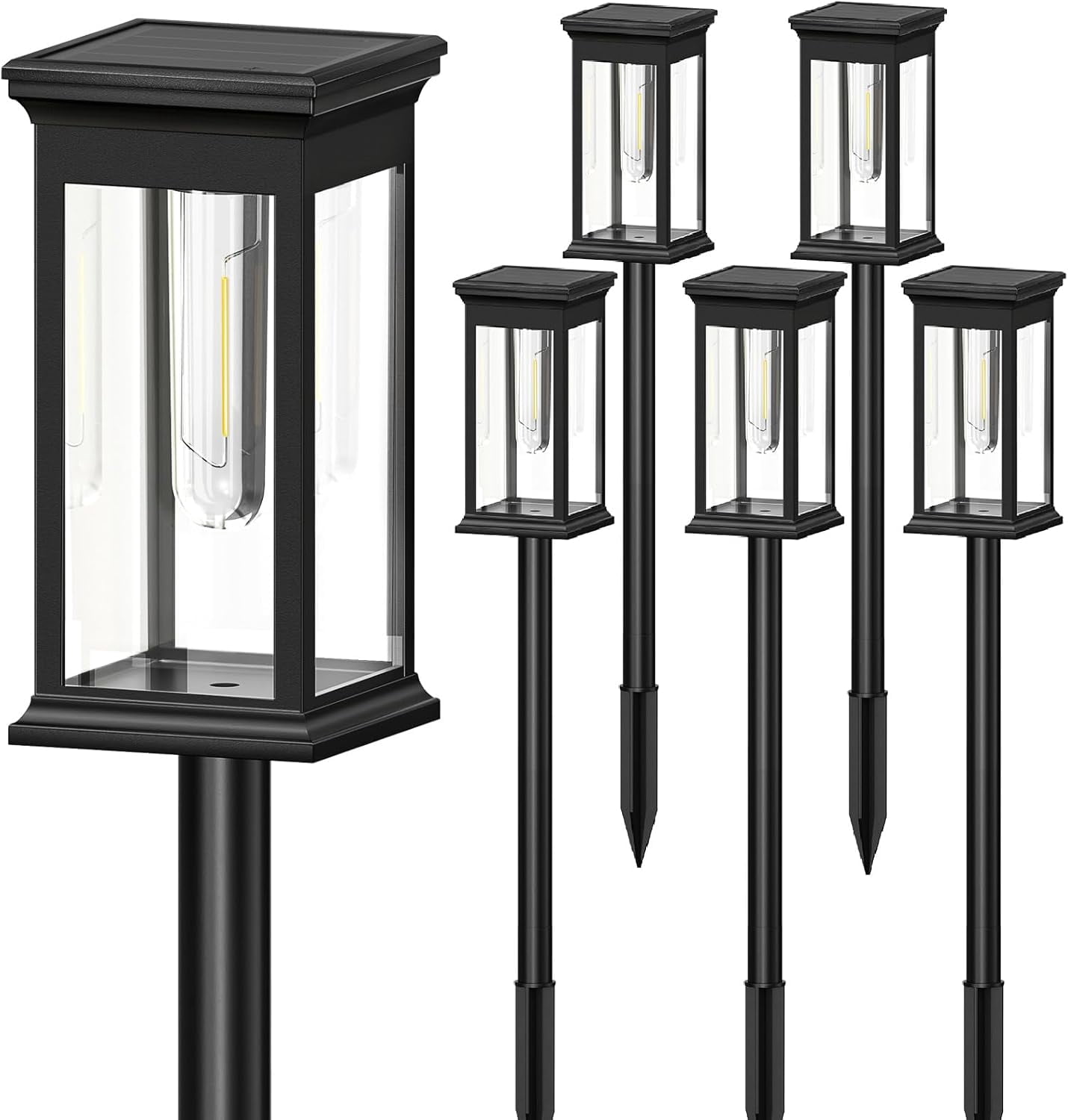 6-Pack Solar Pathway Lights, Outdoor Waterproof LED Landscape Lanterns ...