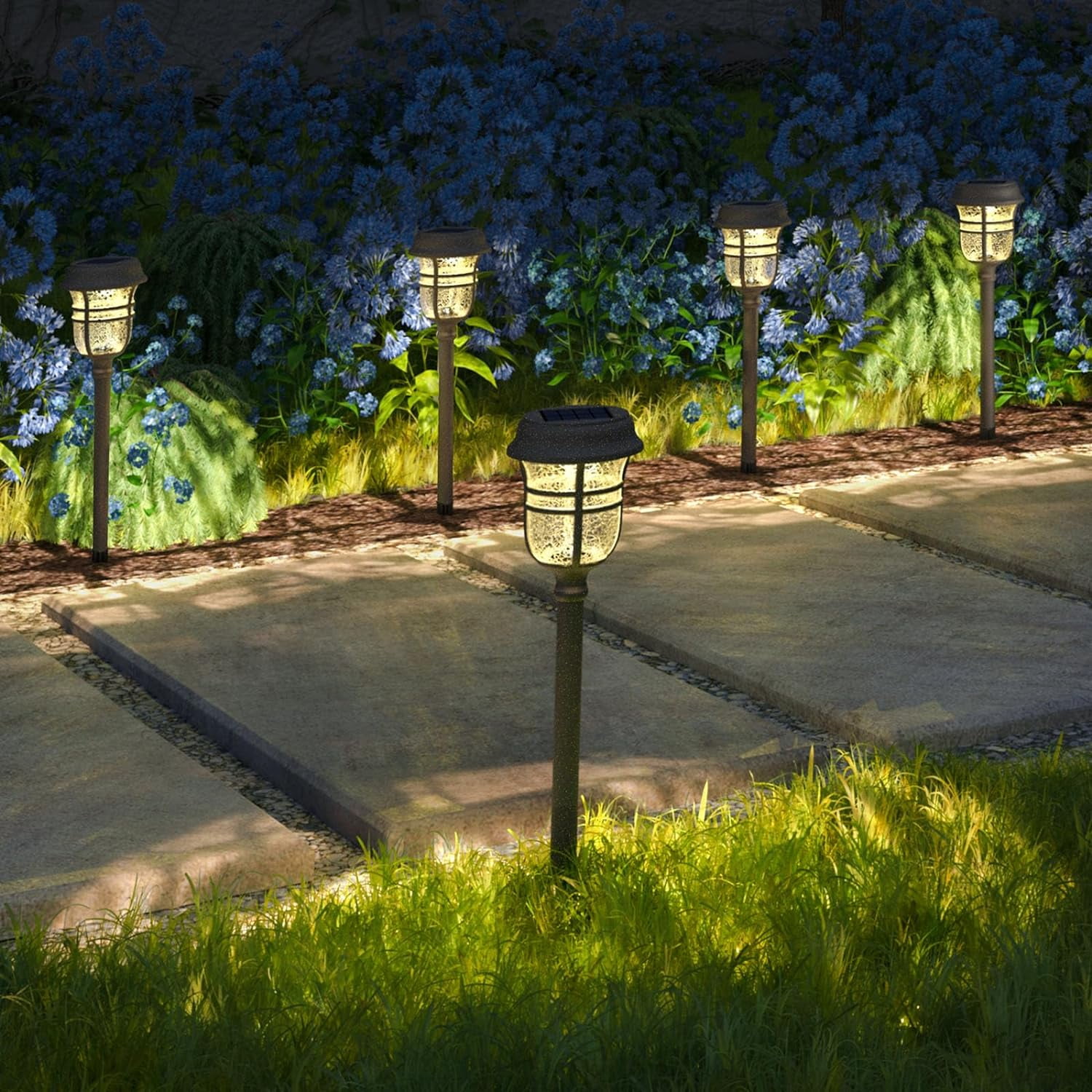 6 Pack Solar Pathway Lights, Solar Lights Outdoor Waterproof IP65 LED ...