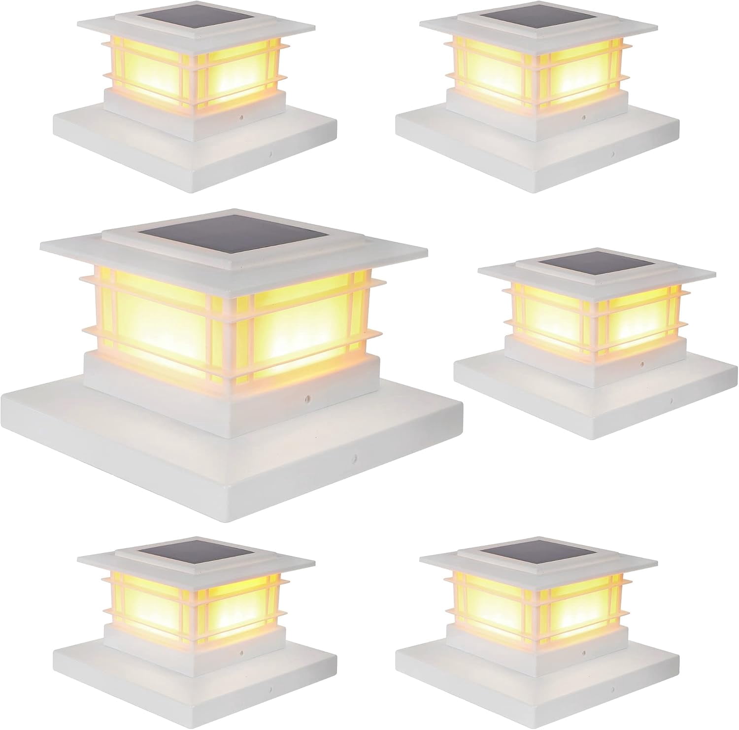 6 Pack Solar Post Cap Lights Outdoor, Fence Post Solar Lights Fit for ...
