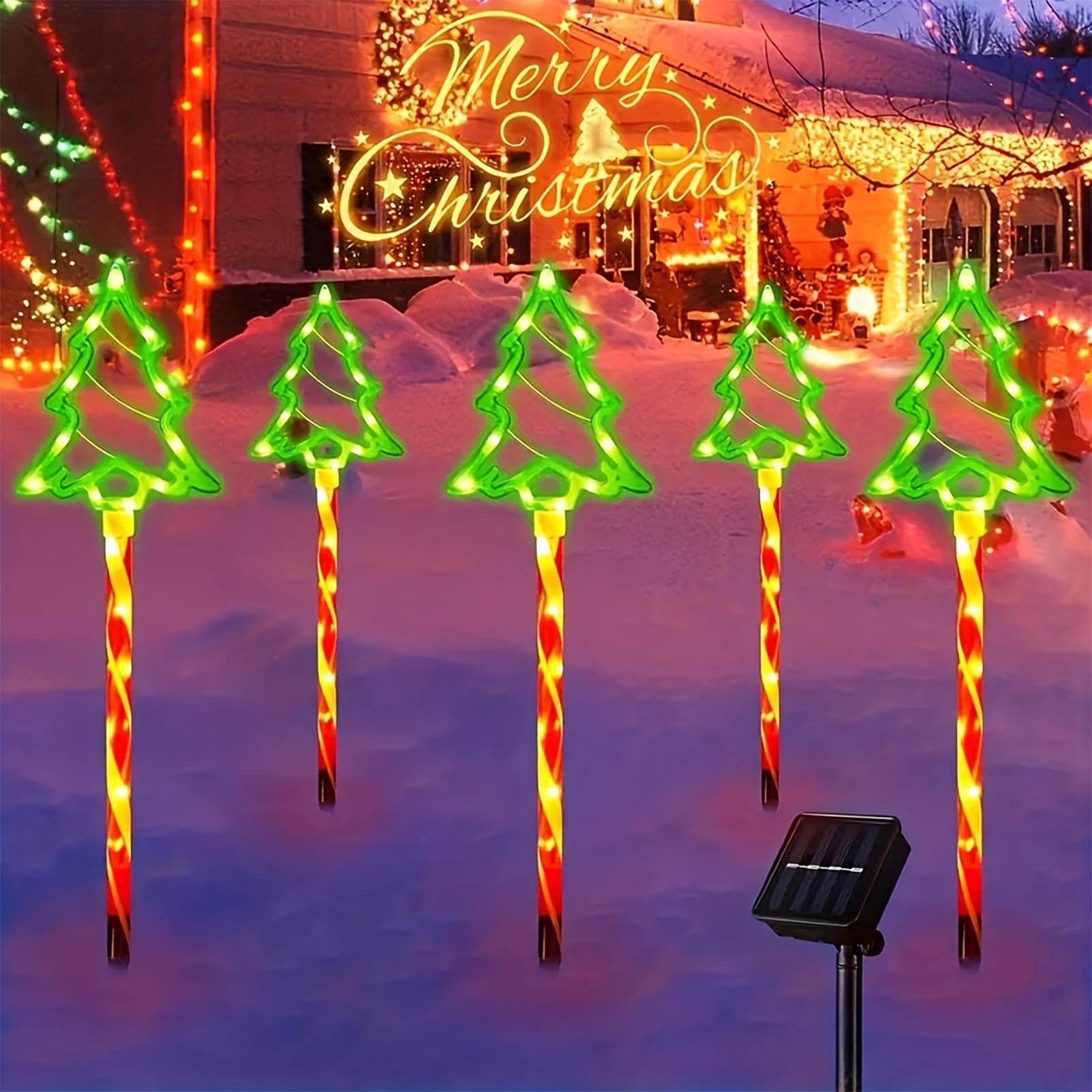 6-Pack Solar-Powered LED Moving Christmas Lights - Waterproof Outdoor ...