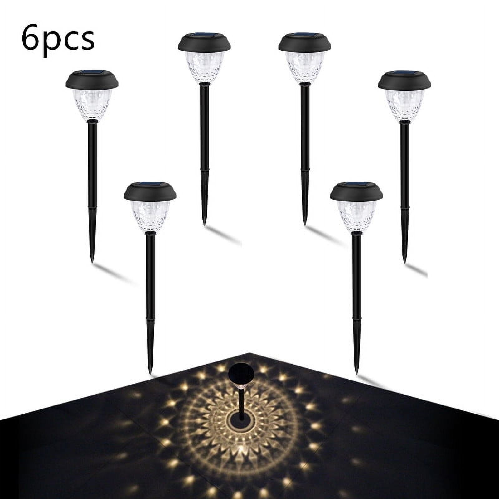 6 Pack Solar Powered Path Lights, Waterproof Outside Led Pathway Light ...