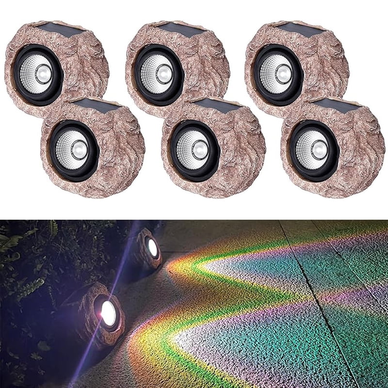 6 Pack Solar Rock Lights Outdoor, Waterproof LED Landscape Lights for ...