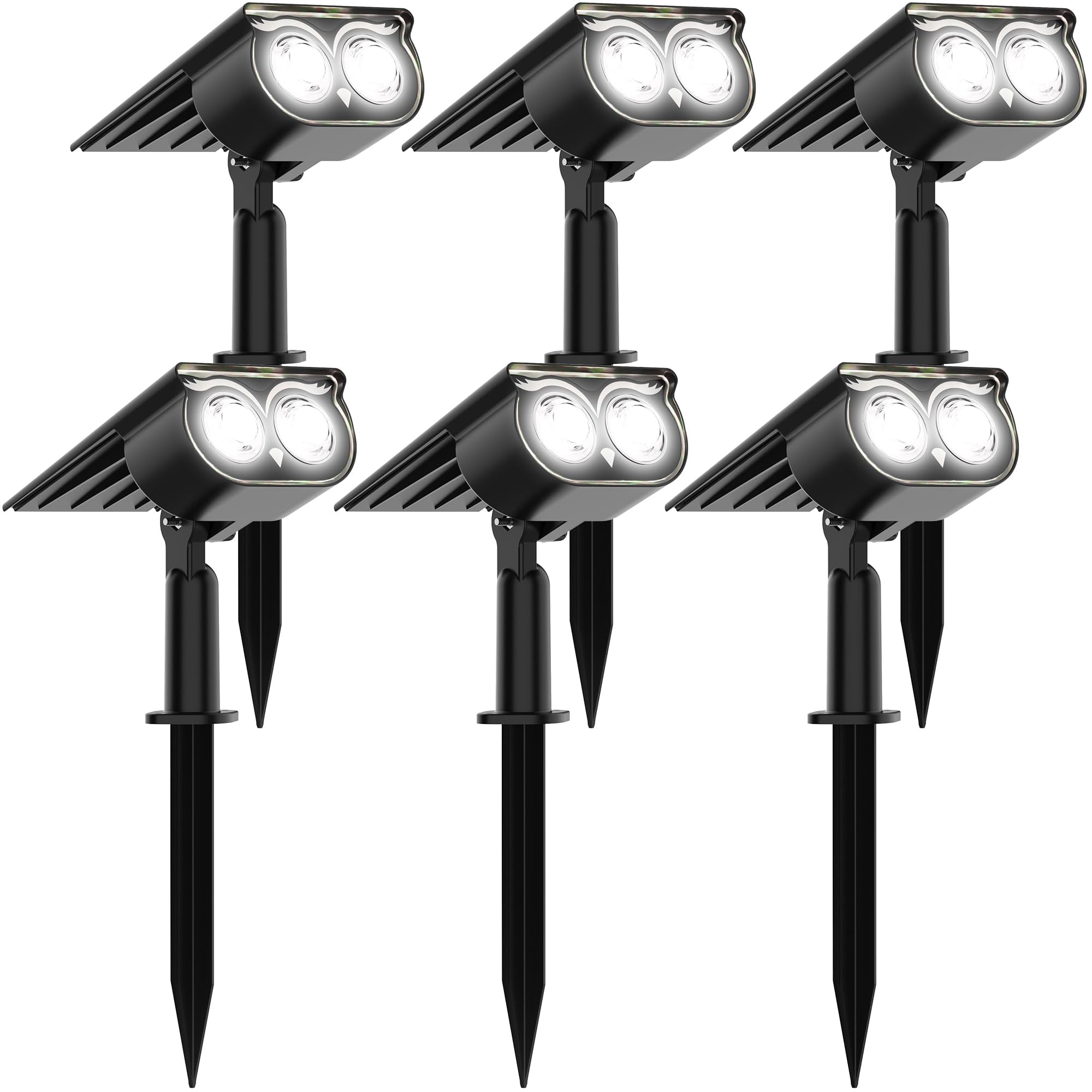 6 Pack Solar Spot Lights, 3 Light Modes Bright LED Solar Lights, Auto ...