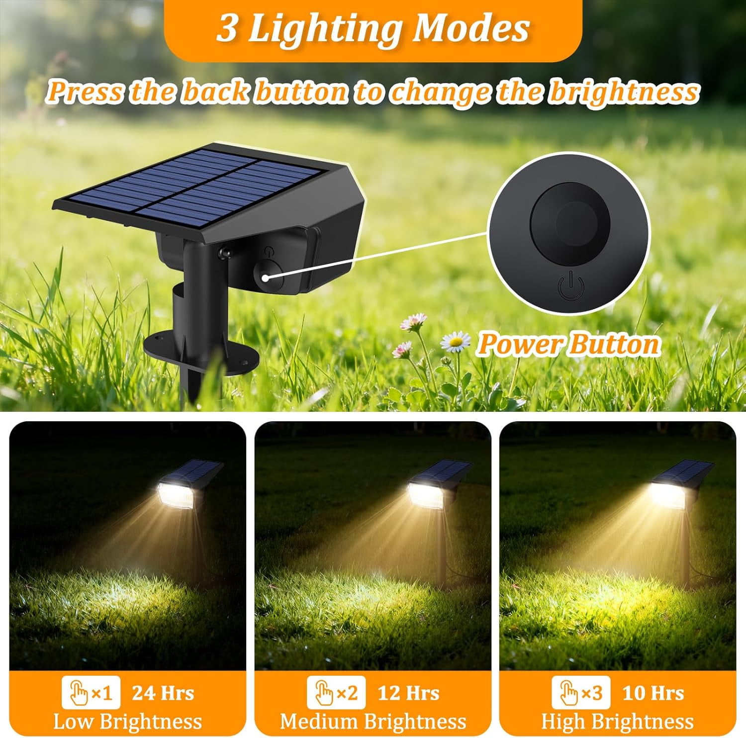 6-Pack Solar Spot Lights Outdoor Waterproof IP65, 3 Lighting Modes 2-in ...