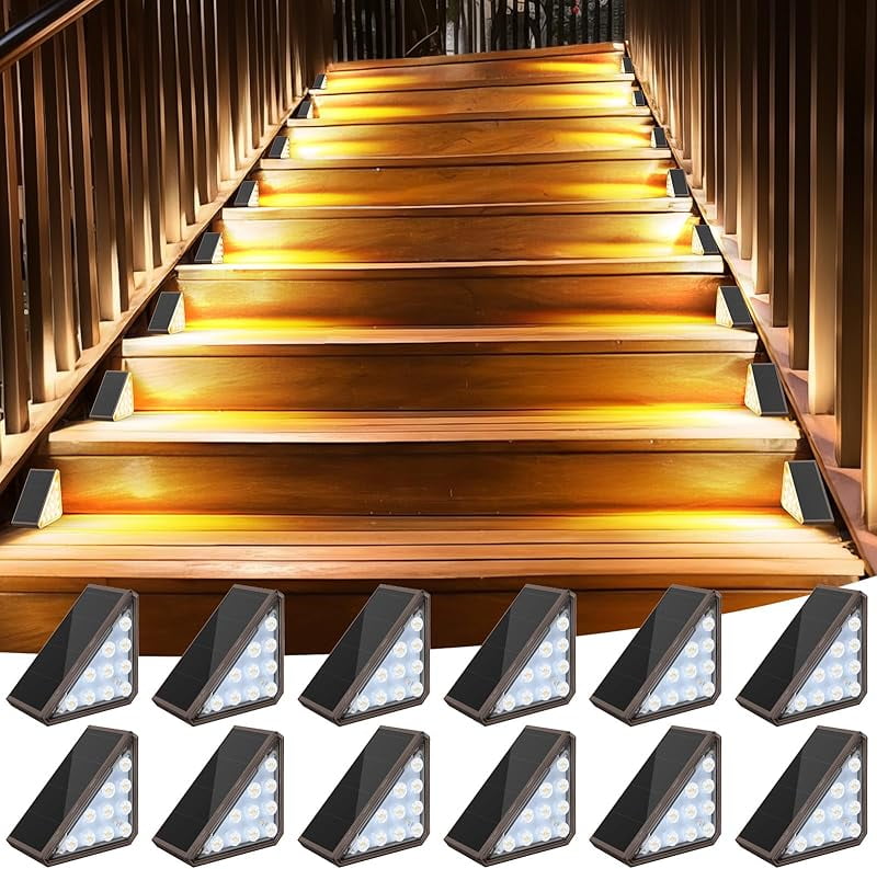 6 Pack Solar Stair Lights Outdoor Stair Lights with Waterproof IP67 LED ...