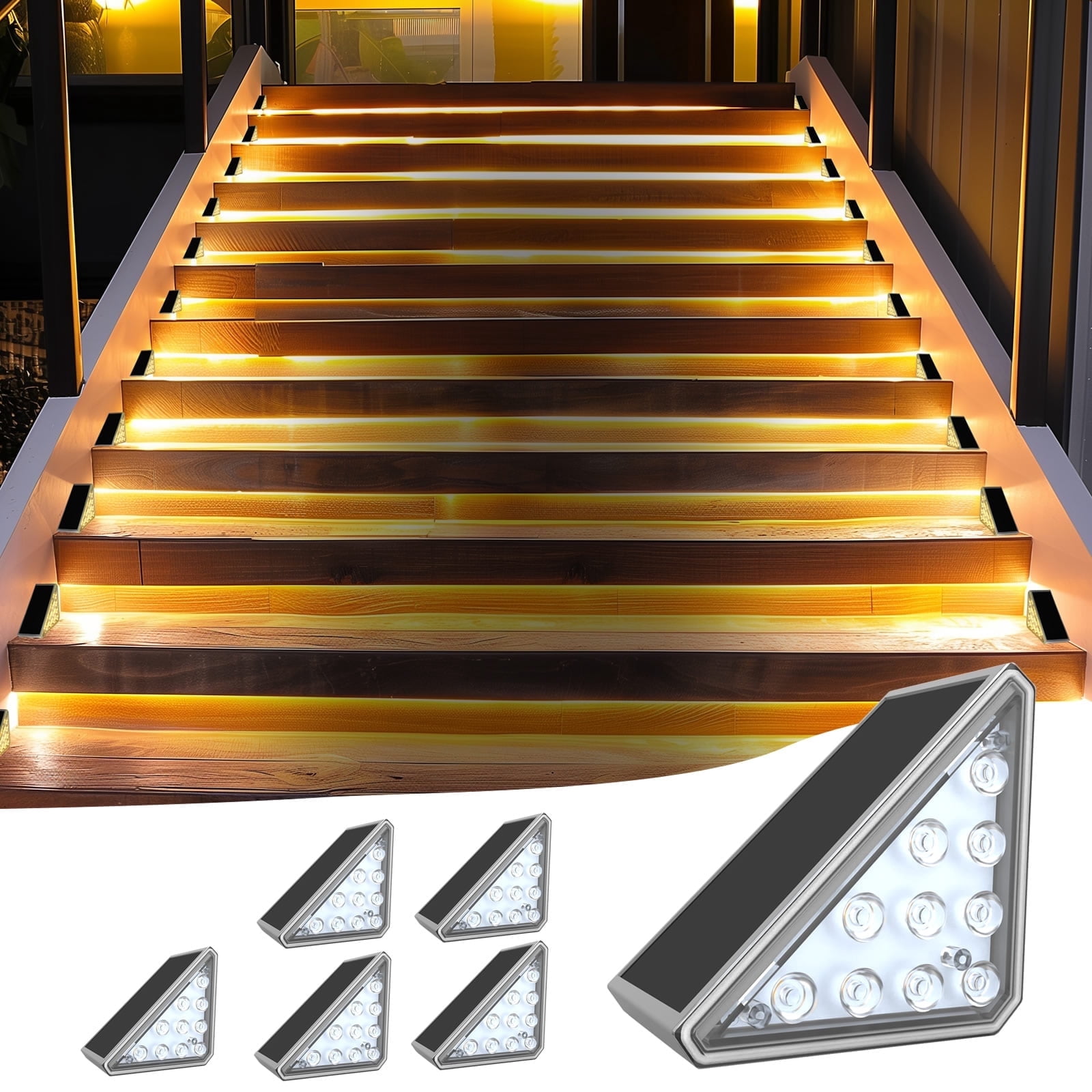 6 Pack Solar Stair Lights Outdoor Stair Lights with Waterproof IP67 LED ...