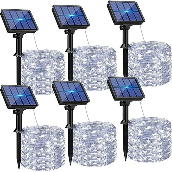 6-Pack Solar String Lights Outdoor, 480LED 198FT Solar Fairy Lights ...