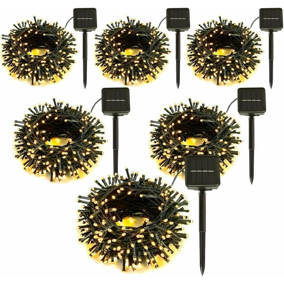 6 Pack Solar String YANTONs Outdoor, 600 LED Extra-Long 236Ft Solar ...