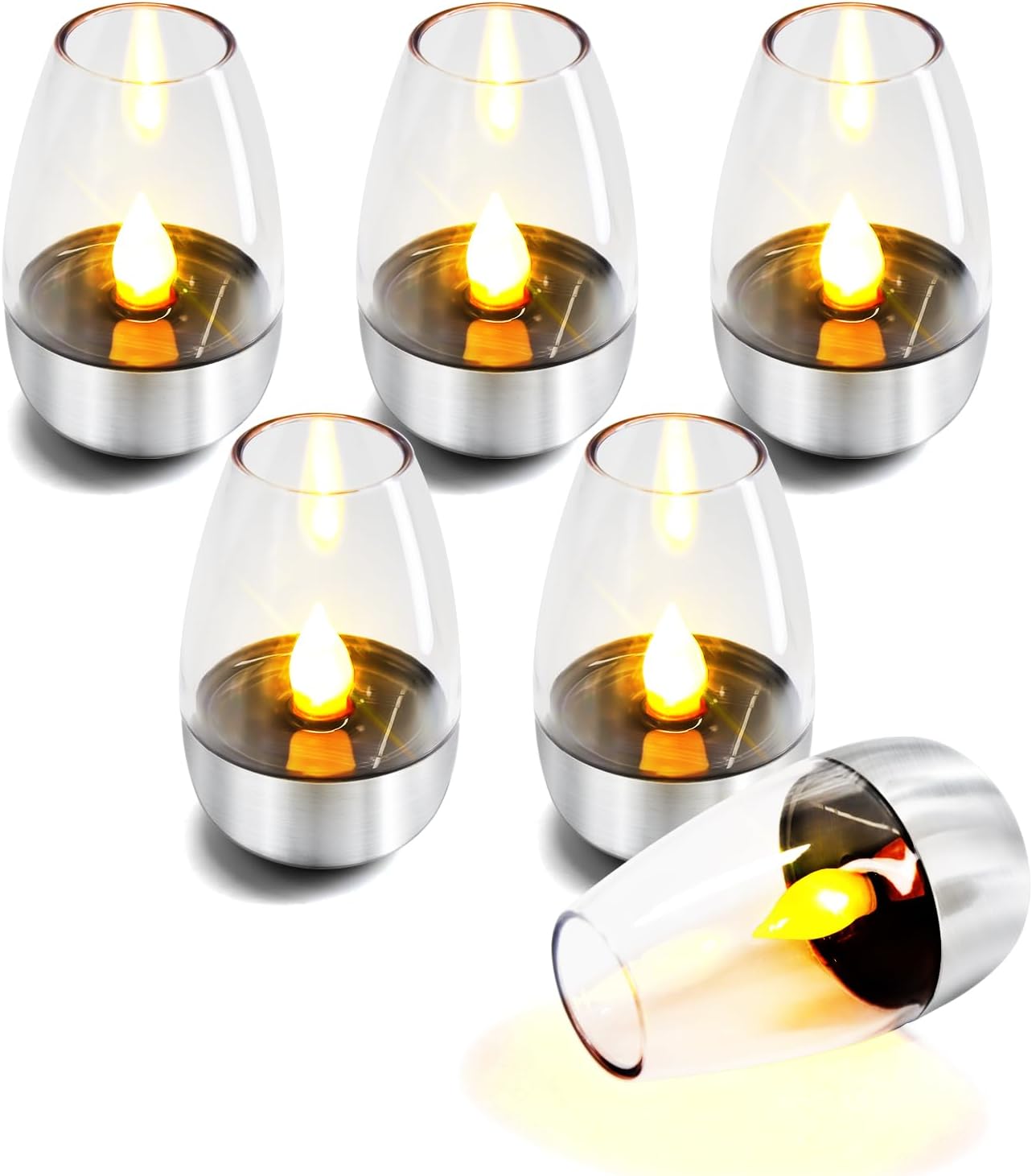6 Pack Solar Tea Lights Outdoor, Waterproof Flameless Flickering LED ...