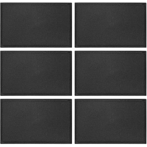 6-Pack Solid Black Flag Blank Patch, 3.1" x 2" Rectangular Embroidered ...