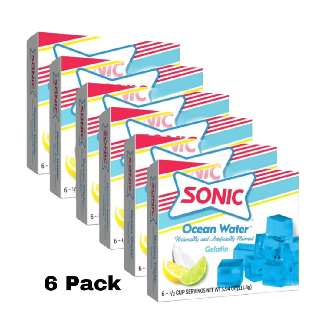 (6 Pack) Sonic Ocean Water Gelatin Mix, 6 Servings, 3.94 oz Cardboard ...