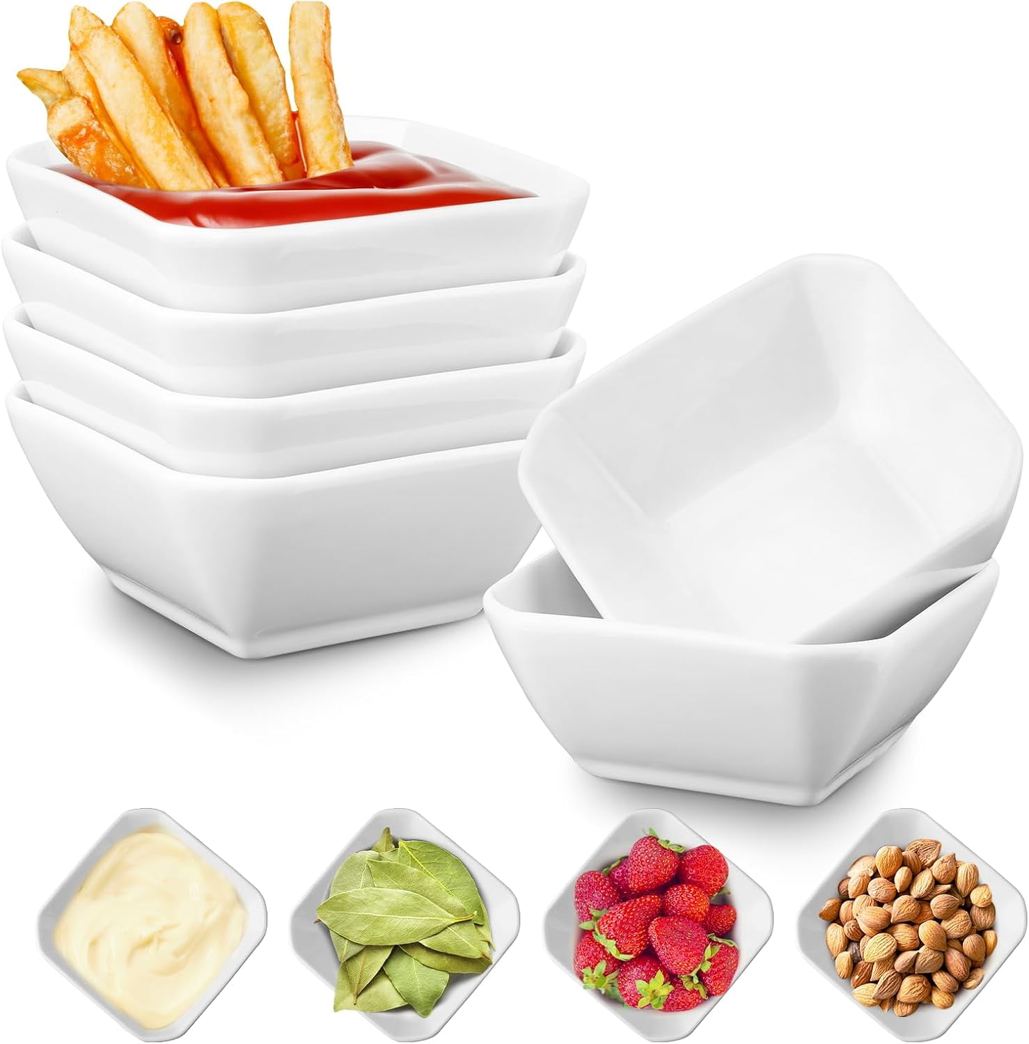 6 Pack Soy Sauce Dishes, 3 oz Ceramic Dipping Bowls, Pinch Bowls, Small ...