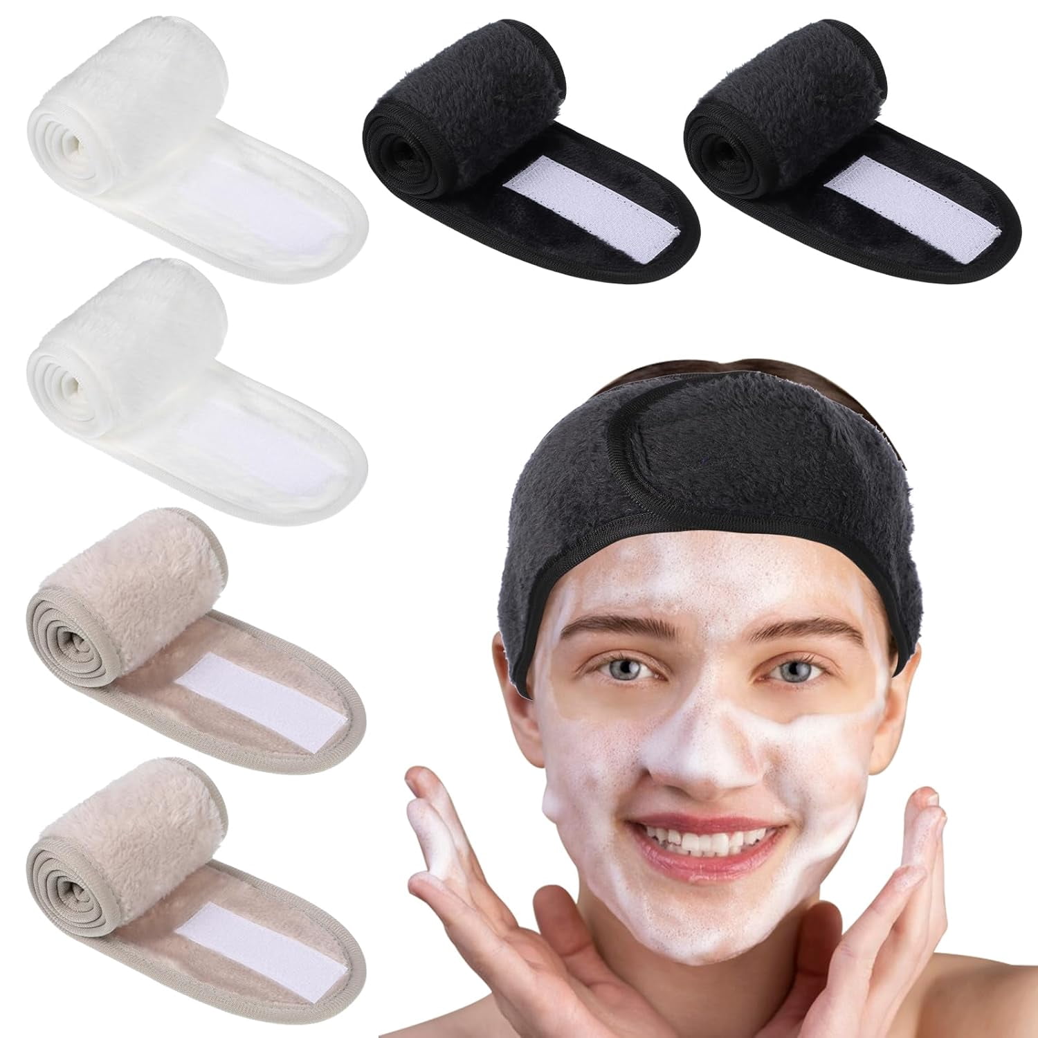 6 Pack Spa Facial Headbands for Women, Adjustable Face Wash Headband ...