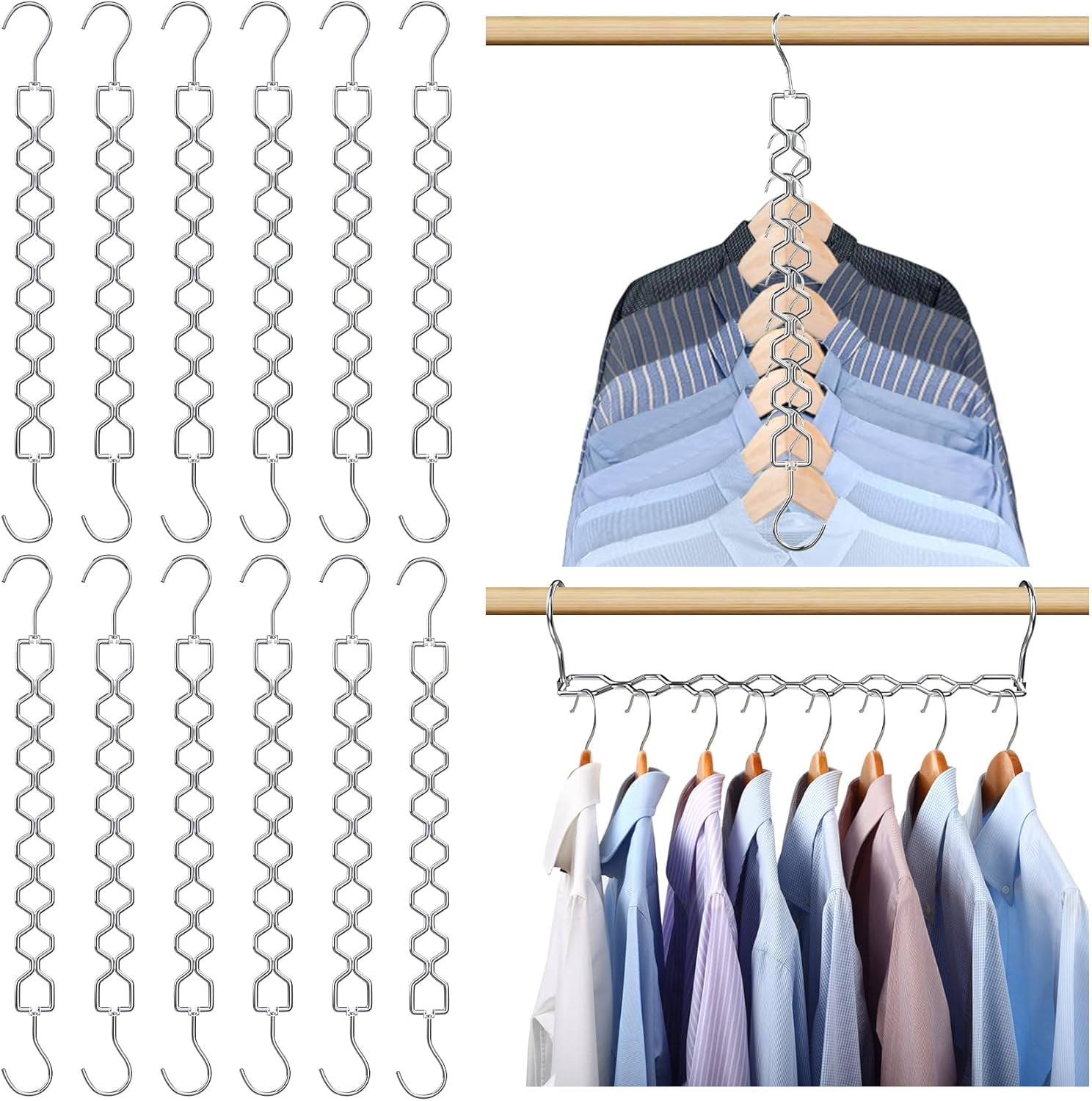 6 Pack Space Saving Hangers for Clothes, Heavy Duty 30Lbs Capacity ...
