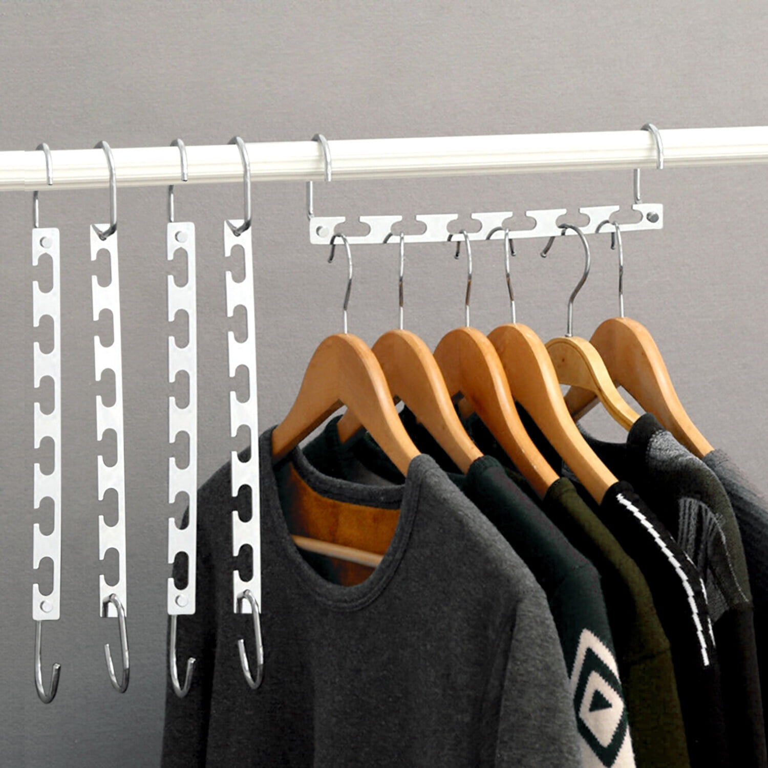 6 Pack Space Saving Metal Wonder Closet Hanger Organizer Hooks for ...