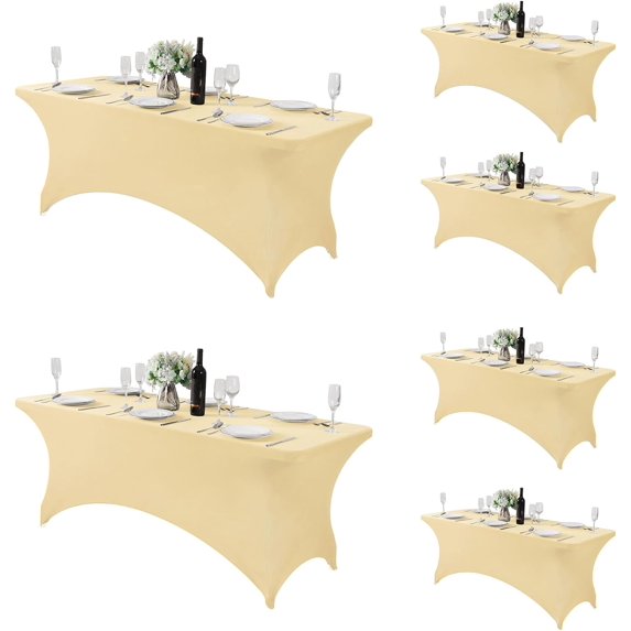 6 Pack Spandex Table Cover for 6FT Table Universal Fitted Stretch ...