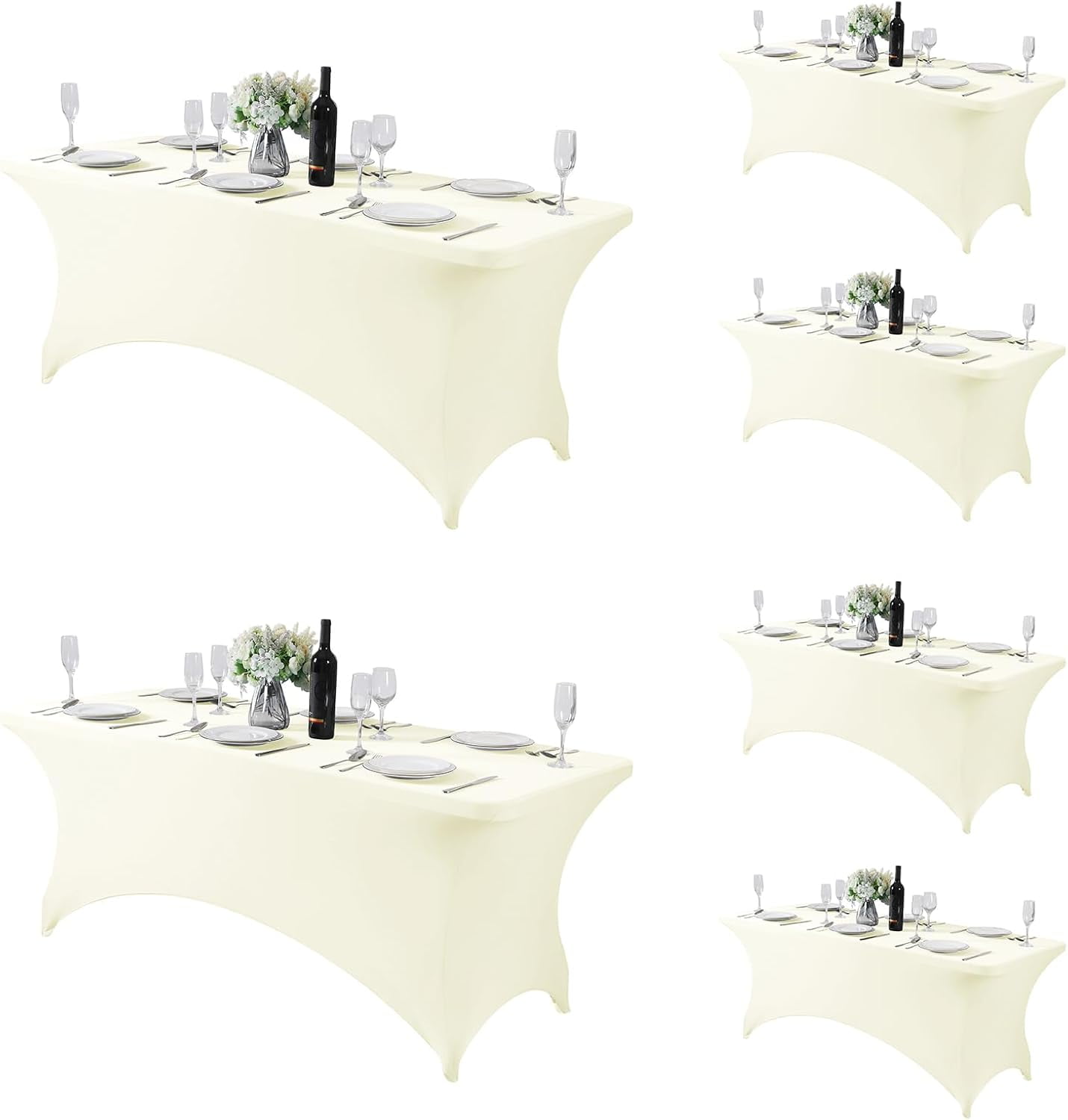 6 Pack Spandex Table Cover for 6FT Table Universal Fitted Stretch ...