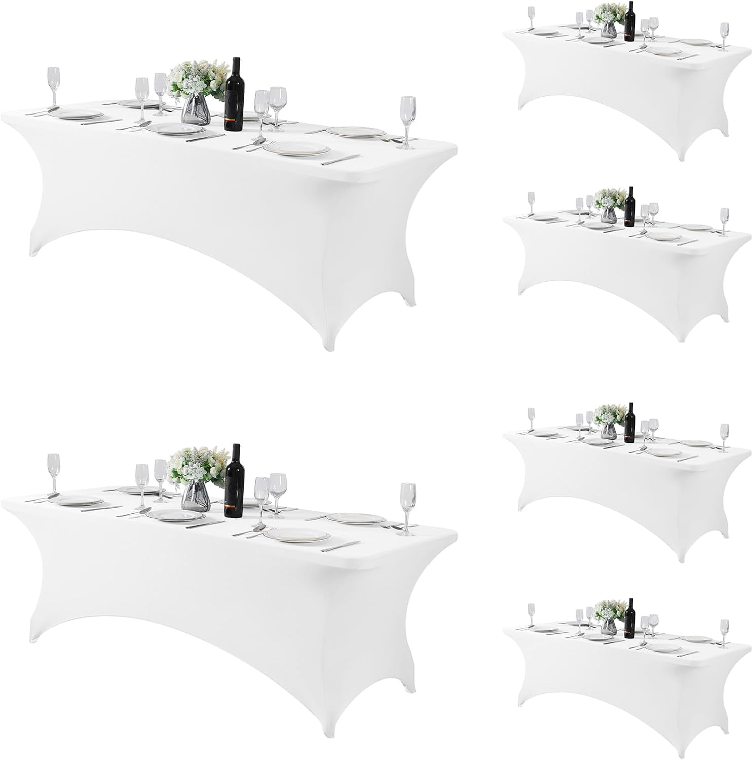 6 Pack Spandex Table Cover for 8FT Table Universal Fitted Stretch ...