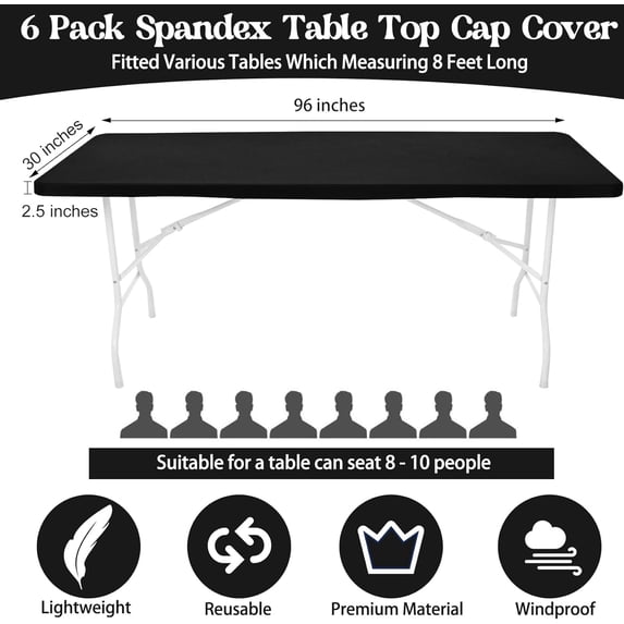 6 Pack Spandex Table Top Cover for 8FT Rectangle Tables - Walmart.com