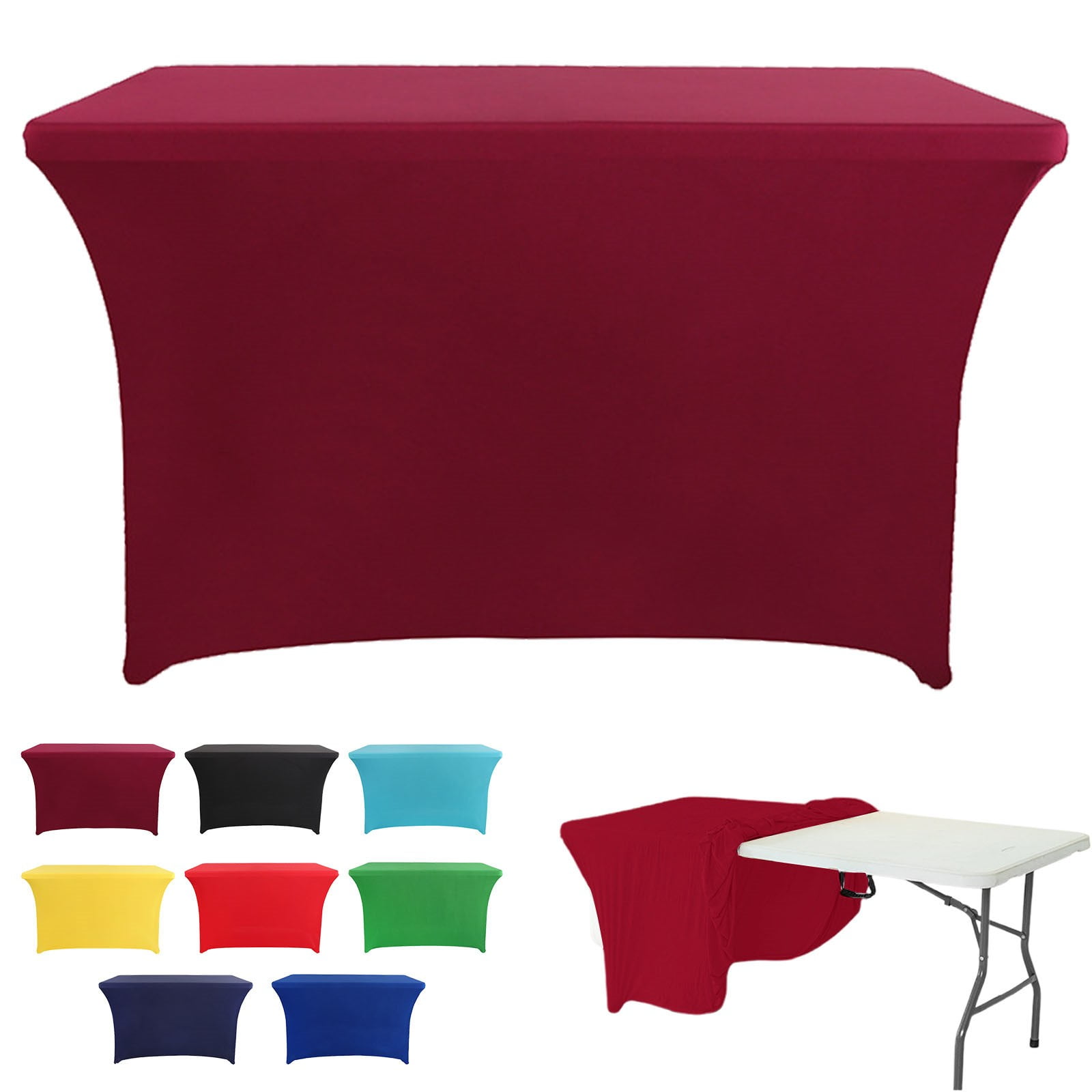 6-Pack Spandex Tablecloths for 6ft Rectangle Tables, Elastic Fitting ...