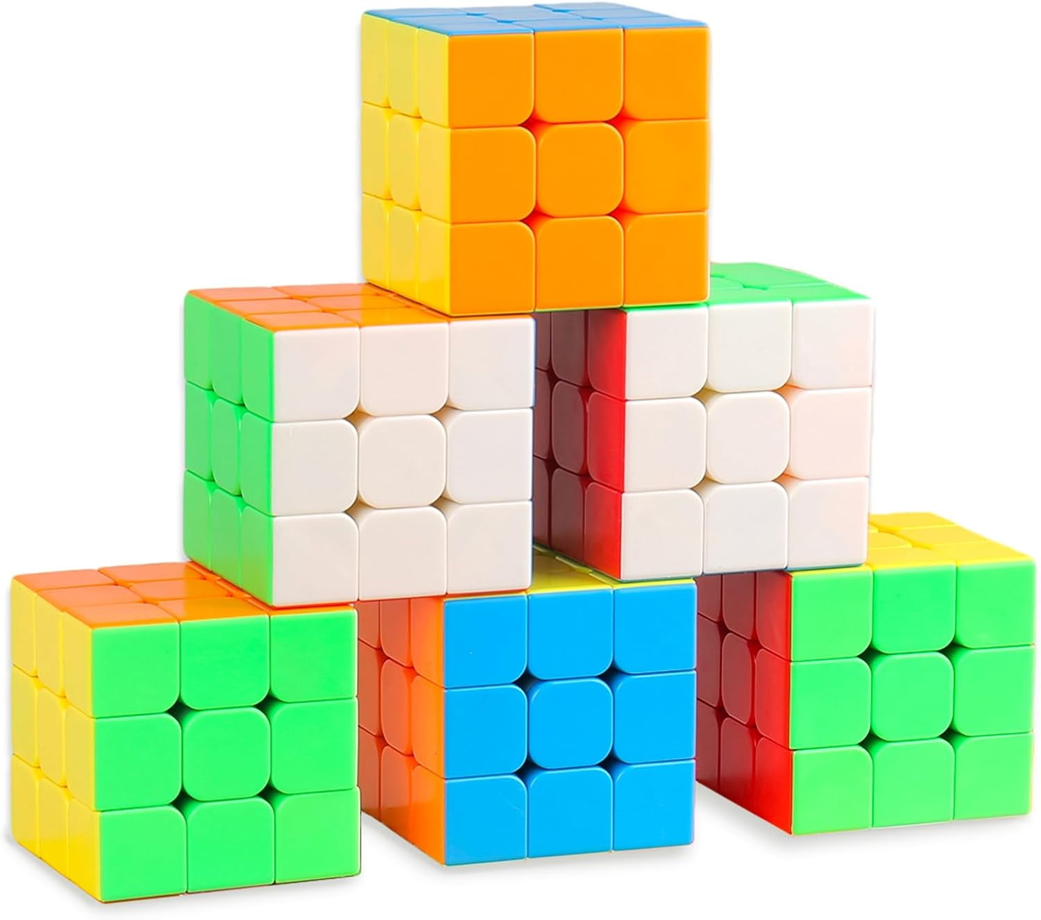 6 Pack Speed Cube Set, Stickerless Cube, Easy Smooth Turning ...