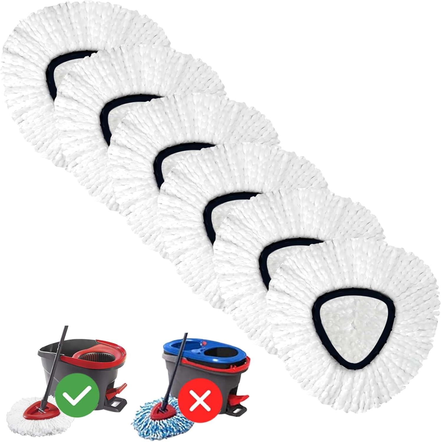 6-Pack Spin Mop Heads Replacements Compatible with O-Ceda EasyWrin 1 ...