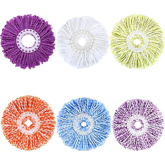 6 Pack Spin Mop Replacement Heads, (6.3 Inch,Round) Microfiber Mop ...