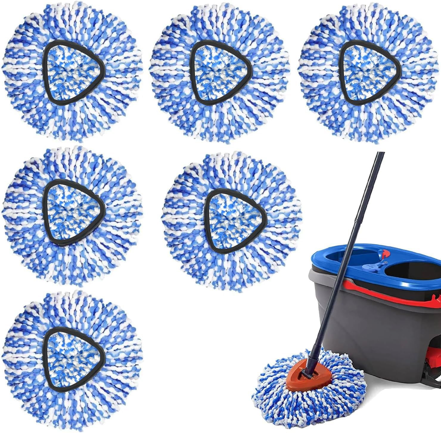 6 Pack Spin Mop Replacement Heads Compatible with Ocedar RinseClean 2 ...